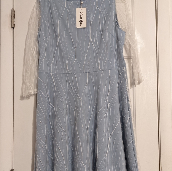 Sucrefas | Dresses | Sucrefas Blue Lacelayer Fit And Flare Dress | Poshmark